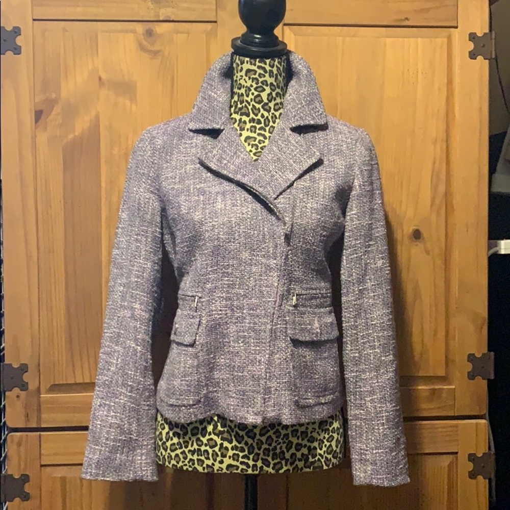 Talbots Purple Tweed Motorcycle Style Blazer - Gem